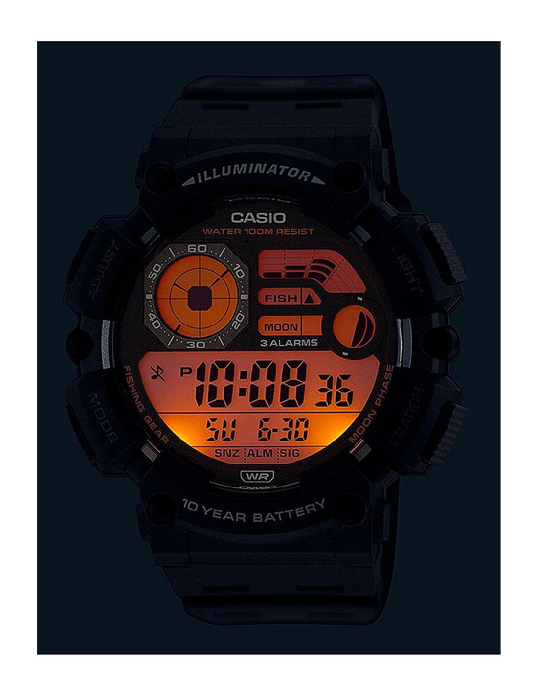 Casio WS-1500H-1AVEF Watch with Fishing Mode and Moon Phases