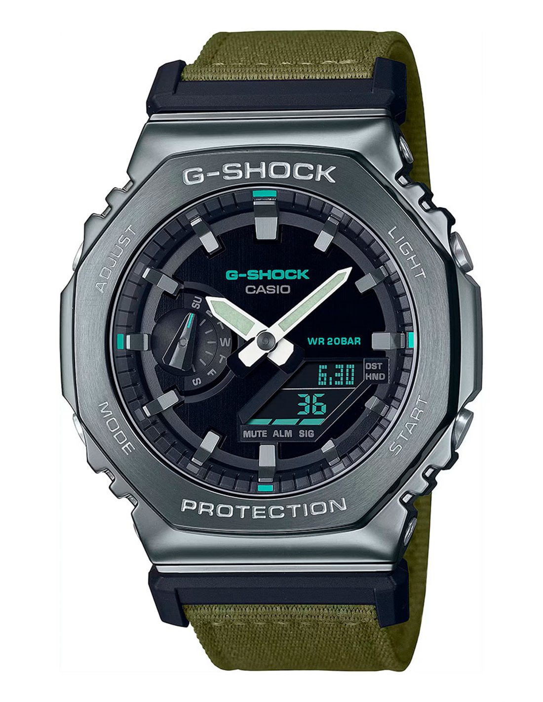 Relógio Casio GM-2100CB-3AER G-SHOCK Utility Metal Pulseira de Tecido Verde