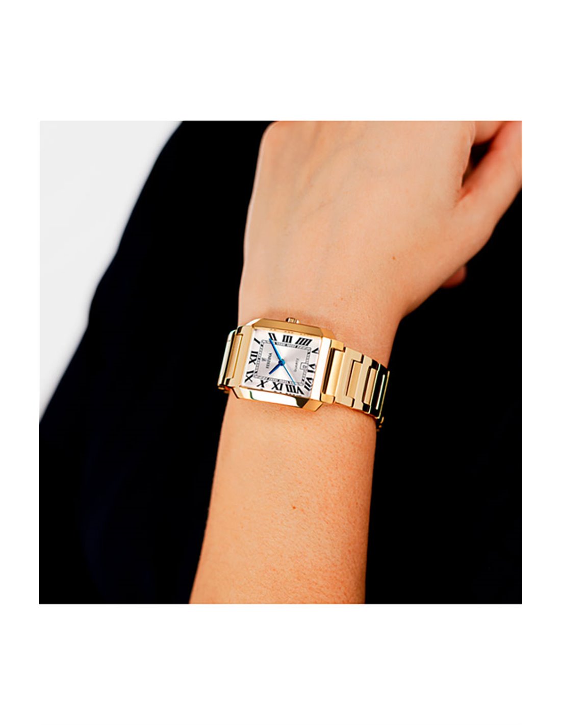 Festina Watch F20680/1 On the Square Women Gold Silver Dial