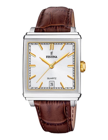 Montre Festina F20681/4 On the Square Homme Bracelet en Cuir Marron