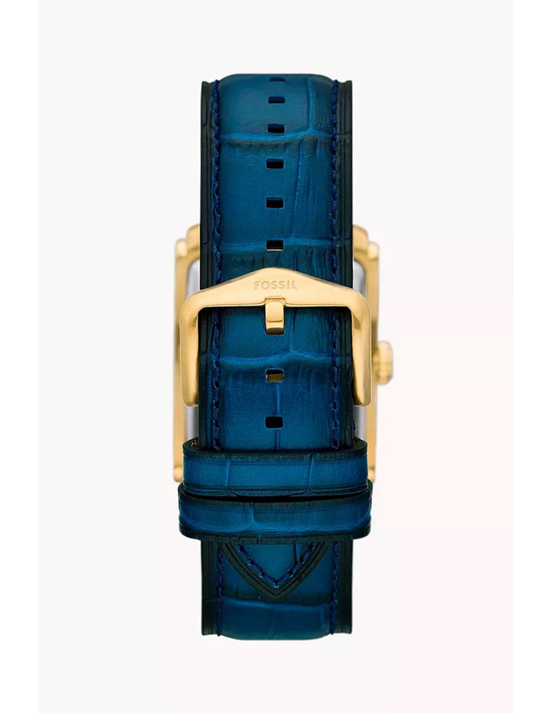Relógio Fossil Carraway FS6076 de aço dourado e pulseira azul.