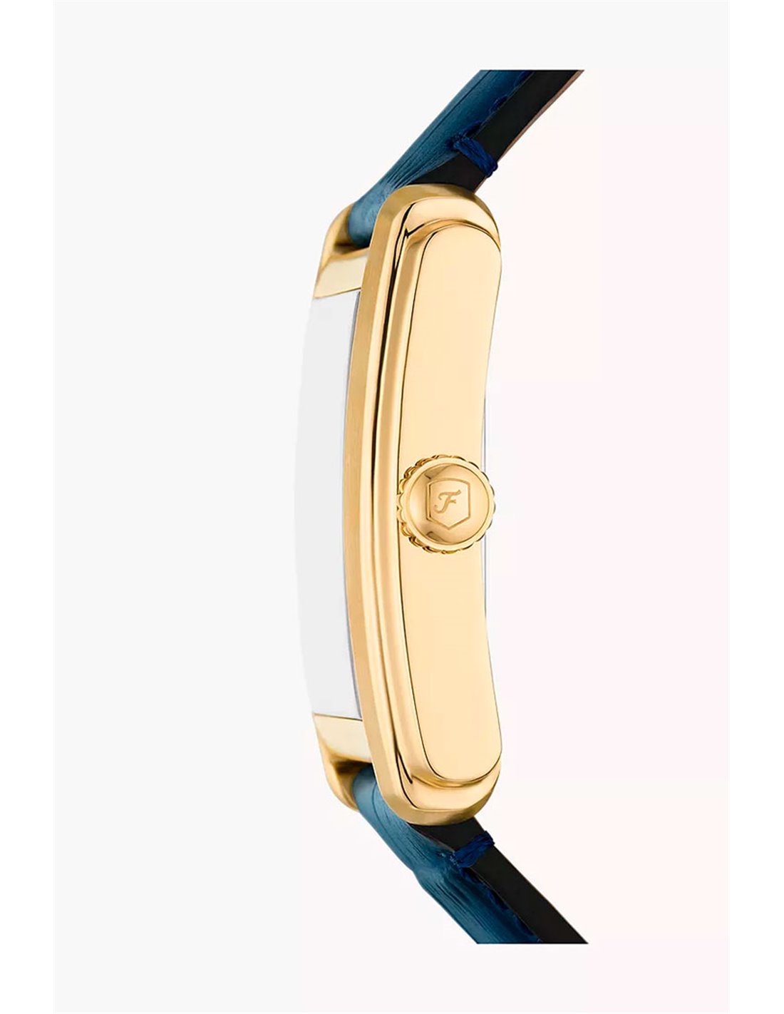 Relógio Fossil Carraway FS6076 de aço dourado e pulseira azul.